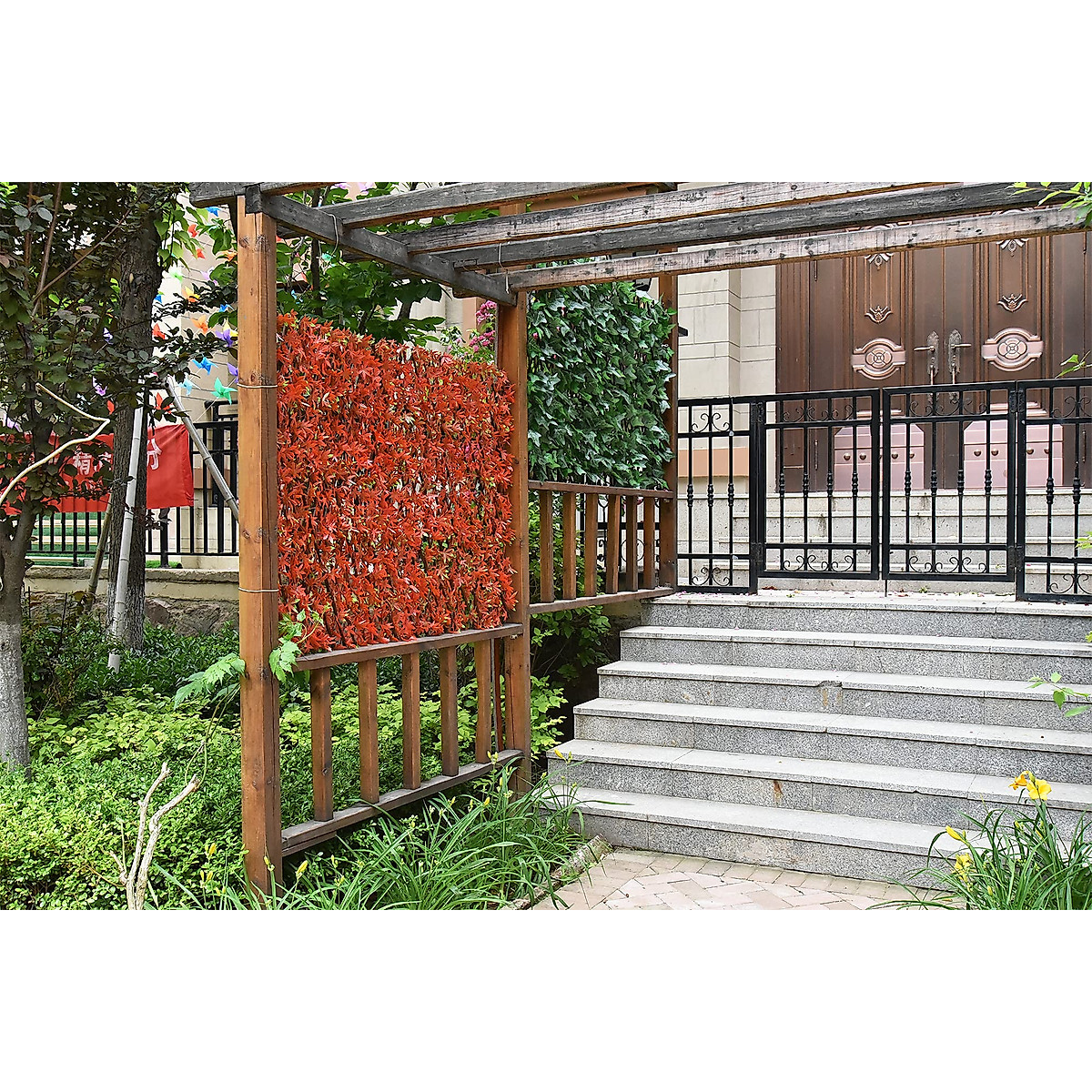 GLANT Expandable Fence Privacy Screen for Balcony Patio Outdoor,Decorative Faux Ivy Fencing Panel,Artificial Hedges (Single Sided Leaves) (1, Green-Ivy)