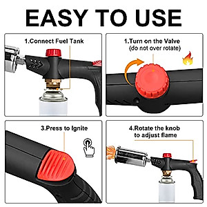 Cooking Torch Kitchen Torch Sous Vide Torch Propane Culinary Torch, Powerful Grill Torch Outdoor Charcoal Starter Blow Torch Lighter for Chef BBQ Searing Steak& Creme Brulee