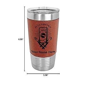 LaserGram 20oz Vacuum Insulated Tumbler Mug, Electrician, Personalized Engraving Included (Faux Leather, Basketball Style)