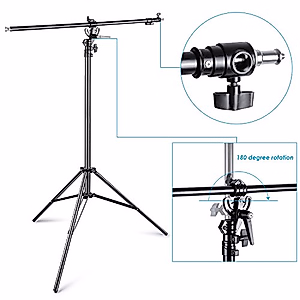 Neewer 13feet/390cm Two Way Rotatable Aluminum Adjustable Tripod Boom Light Stand with Sandbag for Studio Photography Video