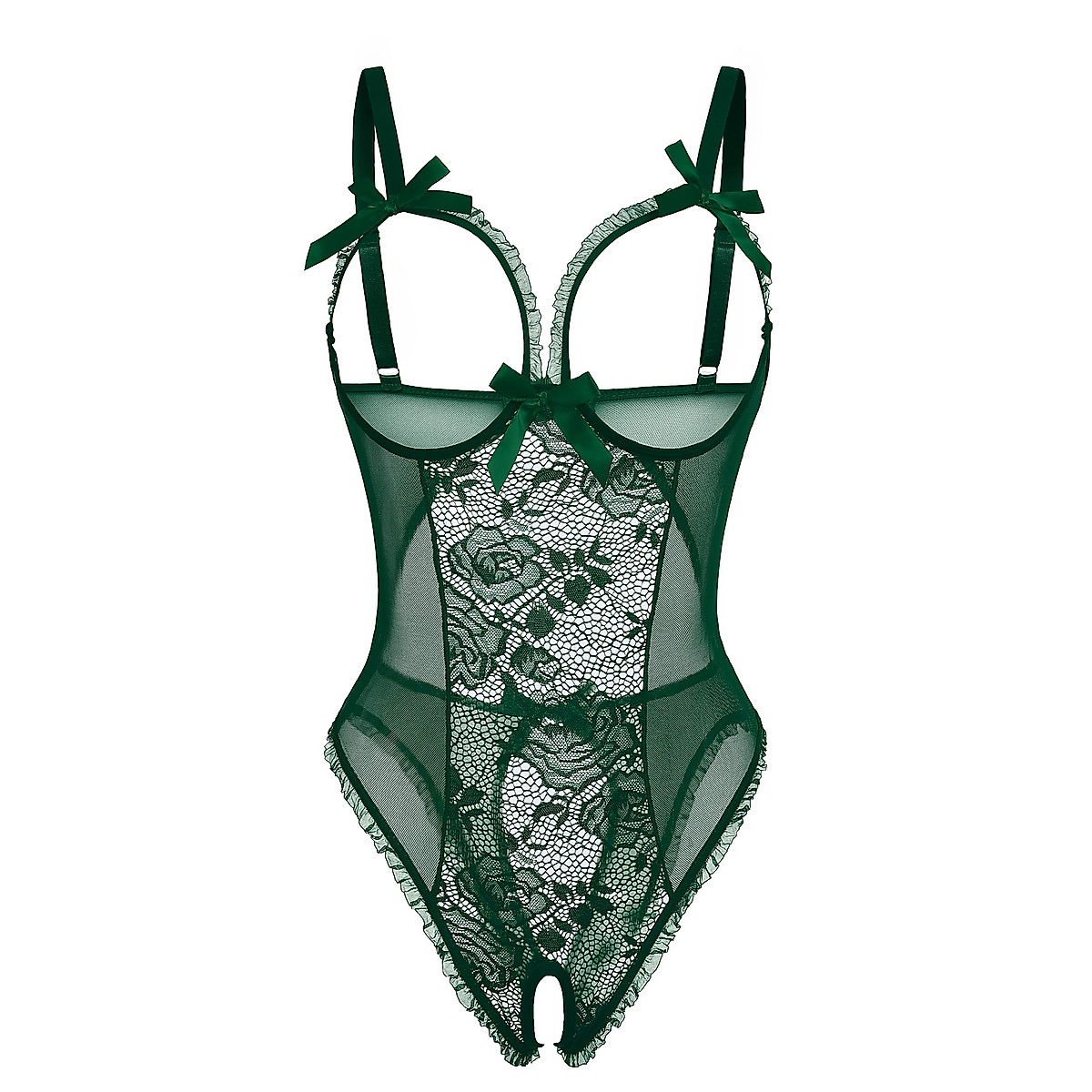 Avidlove Women's Sexy Plus Size Lingerie Lace Babydoll Sleepwear Chemise Set Dark Green Large