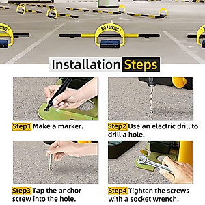 ORIENTOOLS Automatic Remote Control Parking Lock, Folding Parking Barrier Batteries Not Included, 98ft Private Car Parking Latch Space Lock Parking Blocker for Home, Business, Office & Commercial Use