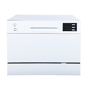 SPT SD-2225DW Compact Countertop Dishwasher/Delay Start-Energy Star Portable Dishwasher with Stainless Steel Interior and 6 Place Settings Rack Silverware Basket/Apartment Office Home Kitchen, White