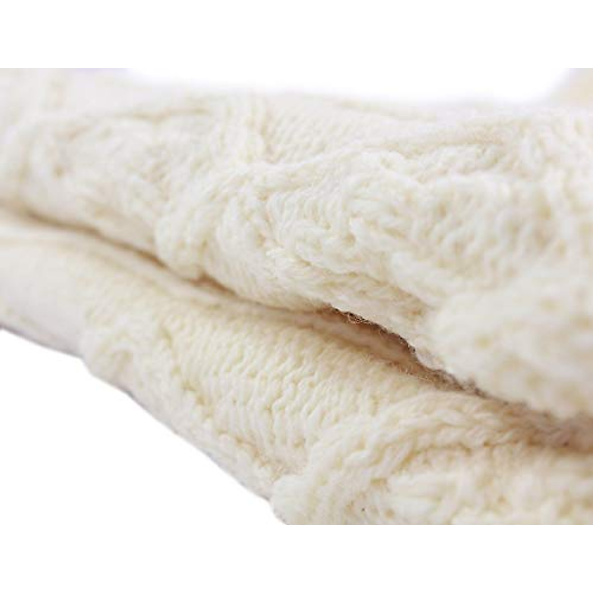 100% Irish Merino Wool Plaited Aran Celtic Cream Couch Throw Blanket 40”x 66” by Carraig Donn