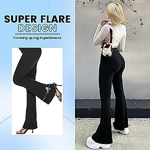 Syrinx Flare Leggings for Women -Buttery Soft High Waisted Bootcut Yoga Pants with Tummy Control and Wide Leg for Workout