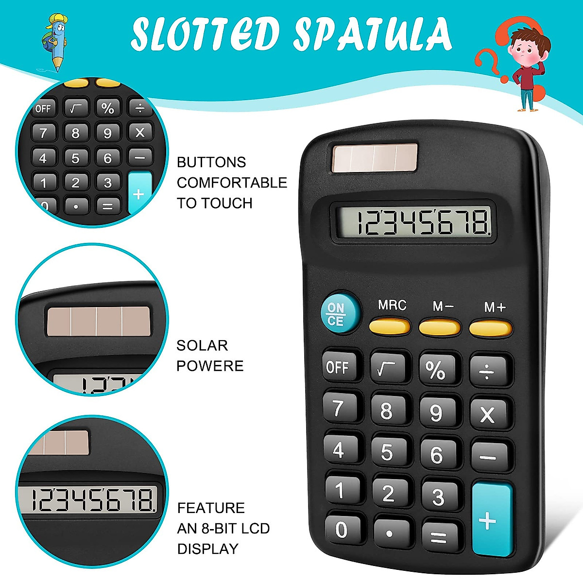 24 Pack Basic Calculators for Students Pocket Size Mini Calculators 8 Digit Display Basic Calculator Solar Battery Dual Power Handheld Calculators for Office School and Home