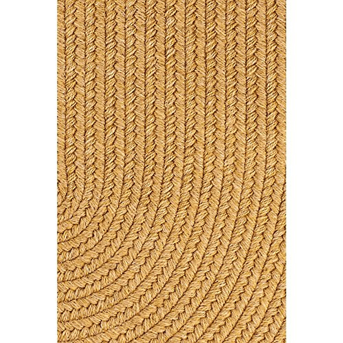 Super Area Rugs Pura Braided Wool Rug Extra Soft Reversible Living Room / Bedroom Carpet, Vintage Gold, 4' Round