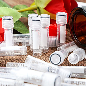 Fyess 50pcs 2ml Plastic Cryovial Cryogenic Vial Tube Cryo Tubes with Screw Caps