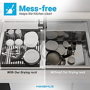 Minismus Foldable Dish Drying Rack Kitchen 13x17 Inches - Sink Drying Rack Roll Up Black - Heat Resistand & Dishwasher Safe - Roll Up Dish Drying Rack Over Sink