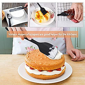 Spatulas Set of 6, Food Grade Silicone Spatulas, Rubber Spatulas Heat Resistant, Seamless One Piece Design, Stainless Steel Core, Kitchen Utensils Nonstick for for Cooking, Baking and Mixing (Black)