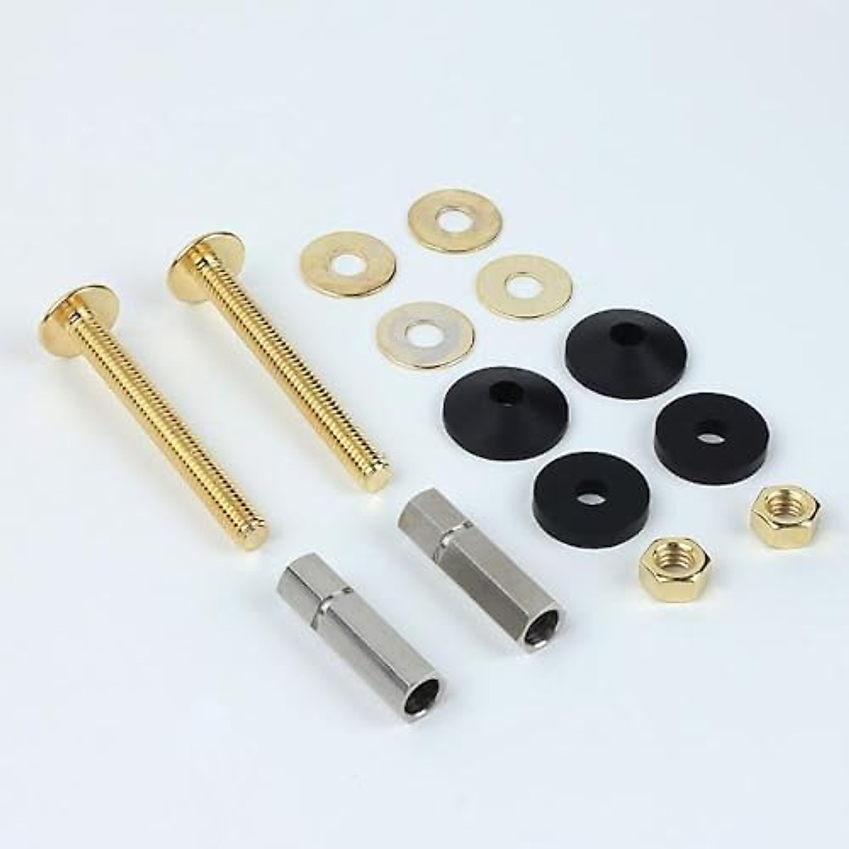 MUHBIJO Toilet Tank to Bowl Bolt Kits Toilet Seat Screws for Tank Solid with Extra Long Nuts Easy to Install and Double Gaskets for Fastening No Leakage (2)