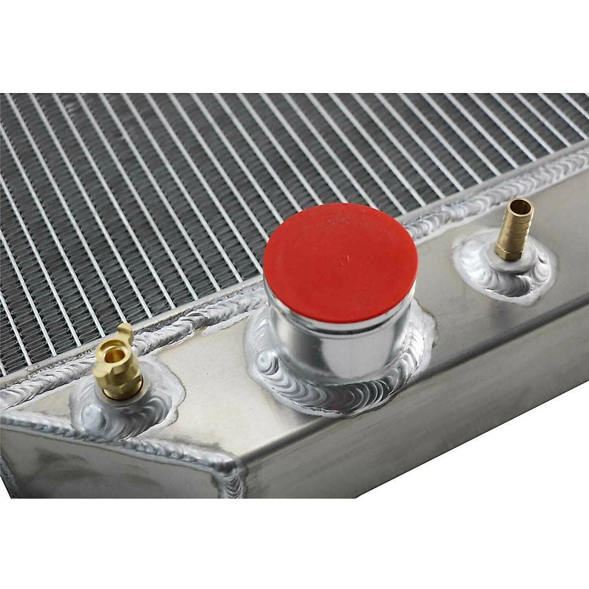 ReadyCool 4 Row Core Aluminum Radiator for 1966-1979 Ford F100 F150 F250 F350 Bronco Trucks Pickup V8 Chevy Engine, 66 67 68 69 70 71 72 73 74 75 76 77 78 79 Downflow Radiators