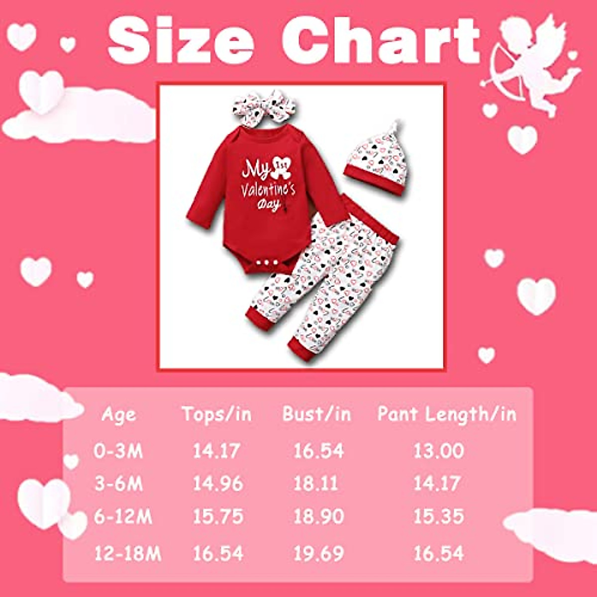 Aslaylme Baby Boys Girls Valentine's Day Outfit Newborn My 1st Valentine's Day Bodysuit (Red,3-6 Months)