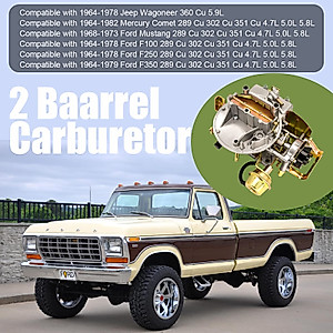 2 Barrel Carburetor Carb 2100 Carburetor 2150 Carburetor Compatible with Ford 289 302 351 Cu Jeep Engine F100 F250 F350 with Electric Choke Mounting Gasket - 302 carburetor by BOOTOP PIN