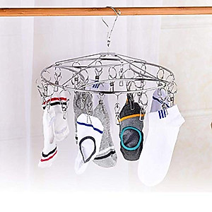 Clothes Drying Racks Laundry Drip Hanger Laundry Clothesline Hanging Rack Set of 24 Clothespins for Drying Clothes, Towels, Underwear, Lingerie, Socks