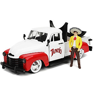 Jada 1:24 Diecast 1953 Chevy Pickup with Tapatio Bottle Holder &Figure,Red