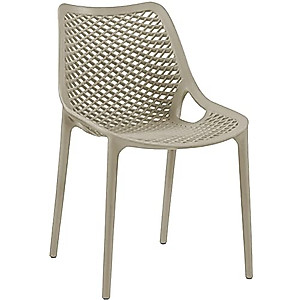 Meridian Furniture 328Taupe Mykonos Collection Modern | Contemporary Outdoor Patio Dining Chair with Taupe Polypropylene Plastic, Weather Resisting, 20" W x 24.5" D x 33" H, Taupe, Set of 4