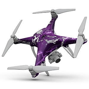 Design Skinz Design Skinz Purple Marble & Digital Silver Foil V2 Full-Body Wrap Decal Skin-Kit Compatible with The Drone DJI Phantom 2