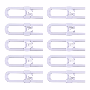 CUTESAFETY Sliding Cabinet Locks - Baby Proofing Cabinets with Adjustable Child Safety Lock - Childproof Latches for Knobs,Handles on Kitchen Doors,Storage Door,Cupboard,Closet,Dresser (White, 10)