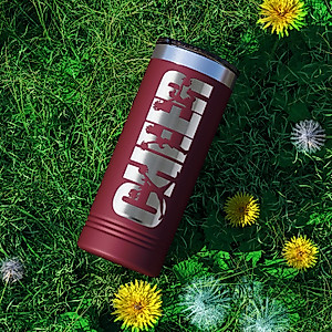 Cuptify Cheer Tumbler with Lid Laser Engraved on Maroon 22 oz Skinny Cup for Cheerleader Vacuum Insulated Birthday Gift for Cheerleading, Cheer Squad, Women