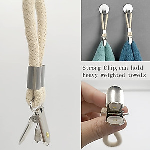 Kirmoo Tea Towel Clips for Hanging with Loop Cotton Metal Cloth Hook Clip Hangers for Home Storage Kitchen Towel Hooks Holder Beige-Set of 4 (4)