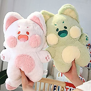 PEACHCAT Cute Cat Plush Pillow Kitten Plushie Kawaii Cat Stuffed Animal White with Angel Wings 15.7"