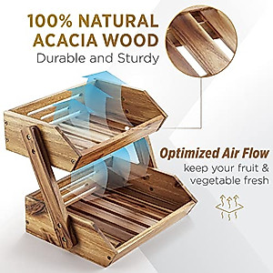 Fruit Basket, Fruit Bowl, 2 Tier Fruit Basket for Kitchen, Fruit Stand Storage Holder, Heavy Duty/Multipurpose/Large Capacity for Fruit, Vegetables, Bread Storage and Home Kitchen Countertop Organizer