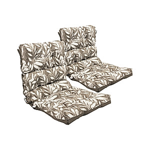 Sunshine Outdoor 44''x22''x4 Indoor/Outdoor High Back Chair Cushions,seat/Back Chair Cushions,All-Weather Deep Seating Rocking Chair Patio Garden Chaise Lounge Sun Lounger 2 Sets Grey Leaves