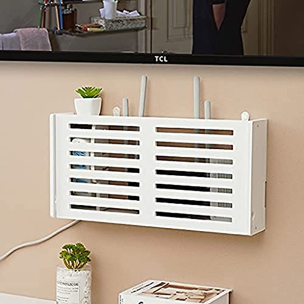 Network Cable Box WiFi Storage Box Box Multimedia Shielding Box Wall Home Wireless Network Router Wall-Mounted Floating Rack