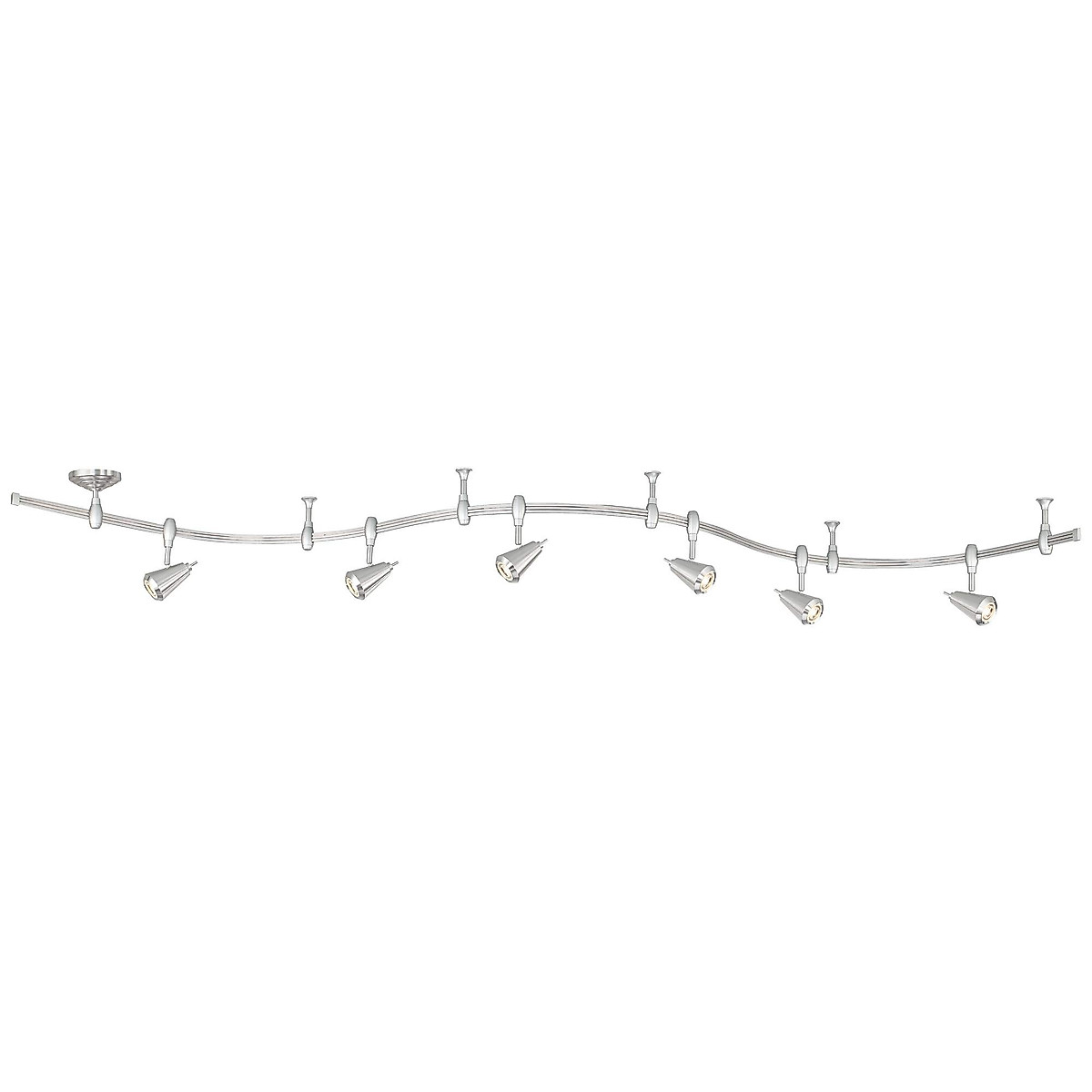 Pro Track Track Light Fixture - 6 Head Light, Brushed Nickel, Adjustable Monorail Modern LED Track Light for Ceilings, Kitchen Islands, Bedrooms, Foyers, and Living Rooms - 108" Wide, 9 1/4" High