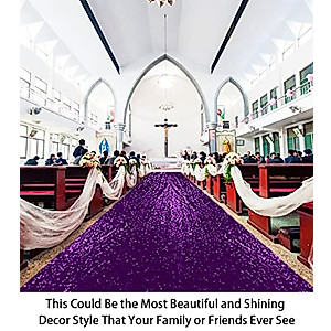 Purple Aisle Runner for Wedding 15FTx2FT Sequin Aisle Runner for Bride Glitter Sequin Fabric Aisle Runner for Wedding Ceremony Outside Royal Purple Carpet Aisle Runner for Party Graduation Birthday