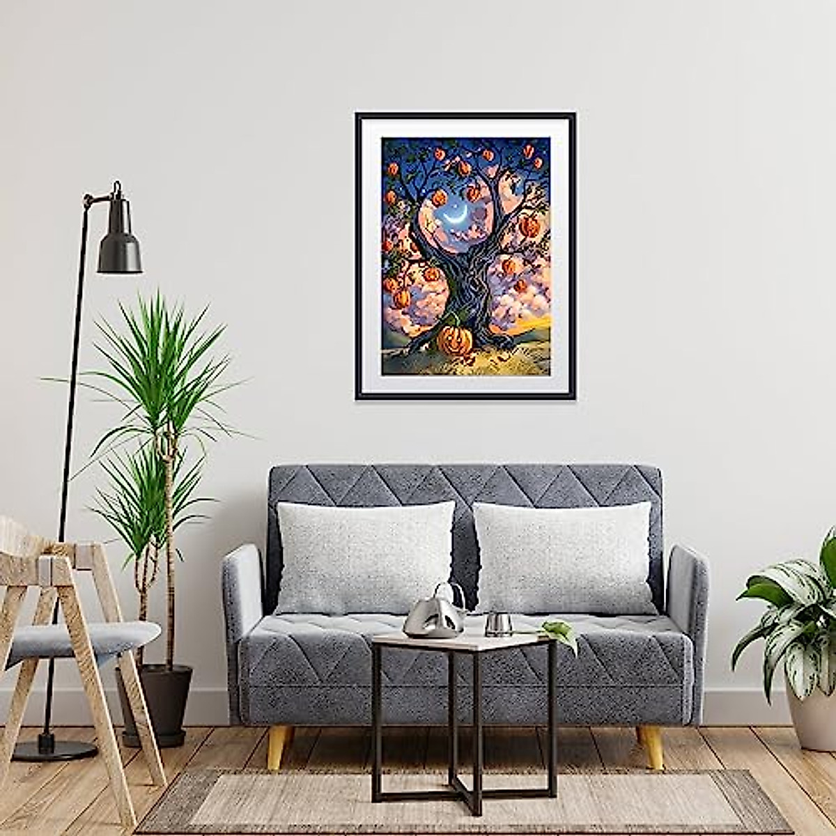 MOGTAA Fall Diamond Art Kits for Adults, Full Drill Pumpkin Tree Diamond Painting Kits for Adults Beginner, Round 5D Halloween Diamond Dots Kits Gem Painting Arts for Home Decor 12x16inch