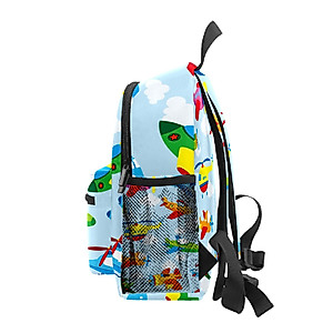 ZXIVGOQFR Schoolbag for Boys Girls Cute Kid's Toddler Backpack Cute Cartoon Airplane Helicopter Pattern Kindergarten Bag