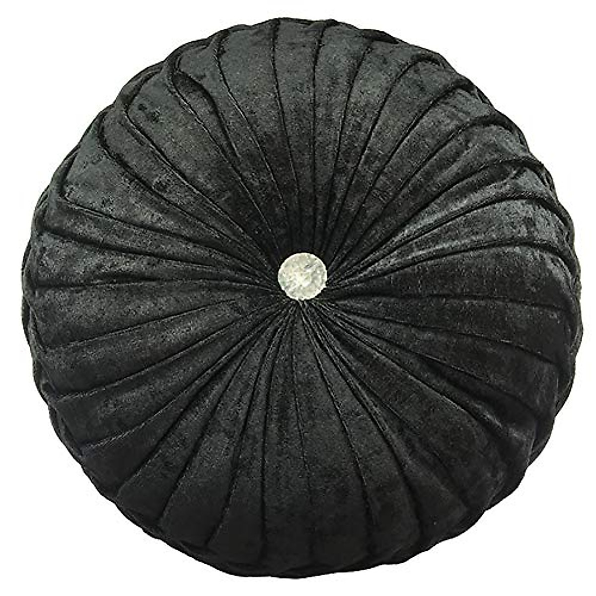 Elero Round Throw Pillow Velvet Chair Cushion Soft Pleated Pumpkin Round Pillow Decorations for Home Car Black