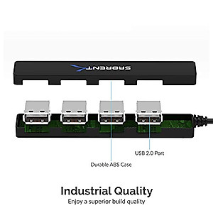 SABRENT 4 Port Portable USB 2.0 Hub (9.5" Cable) for Ultra Book, MacBook Air, Windows 8 Tablet PC (HB-MCRM)