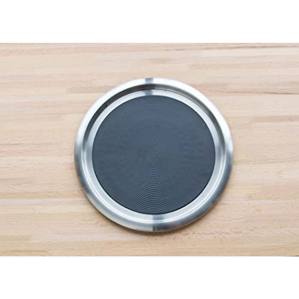 Service Ideas TR1614SR Tray with Top and Bottom Built in Non-Slip Rubber Inserts, 14" Round, Dishwasher Safe, Stainless Steel