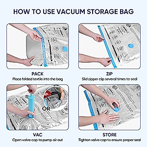 BALEINE Vacuum Storage Bag Space Saving Compression Sealer Bags for Moving, Hand Pump Included (Combo 12 Pack)