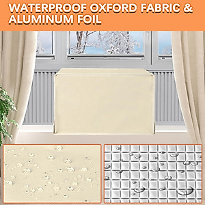 25"Lx17"Hx3.5" Indoor Air Conditioner Cover for Window Units, 3 Layers Insulation AC Cover for Inside Wall Unit with Aluminum Foil and 2mm Foam, Windproof Window Air Conditioner Cover Inside, Beige