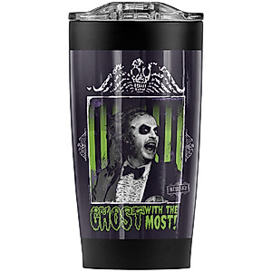 Logovision Beetlejuice Ghost Stainless Steel Tumbler 20 oz Coffee Travel Mug/Cup, Vacuum Insulated & Double Wall with Leakproof Sliding Lid | Great for Hot Drinks and Cold Beverages