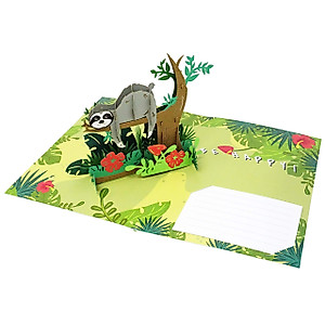 Take It Easy Fun Sloth - 3D Pop Up Greeting Card For All Occasions - Love, Birthday, Christmas, Goodluck, Congrats, Get Well - Message Note for Personalized - Amazing Gift - Thick Envelope, Fold Flat