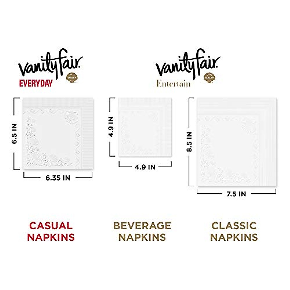 Vanity Fair Entertain Paper Napkins, 40 Count, Disposable Napkins Made For Entertaining And Events