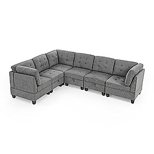 Free Combination Sectional Sofa Oversized Reversible Modular Couch L Shaped Corner Sofá Upholstered Deap Seat Sleeper Couches Bed with Storage for Living Room,3 Single Chairs,Three Corners