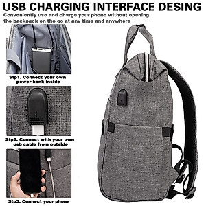 HXLGMD 15.6 Inch Laptop Backpack for Women Men 2 PCS Set Convertible Travel Work Backpack Professional Teacher Nurse Bag Daypack Purse with USB Port for Business College -Grey