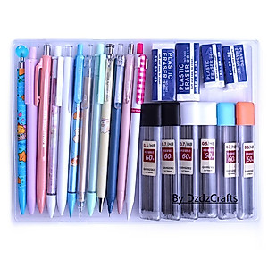 DzdzCrafts Kawaii Color 0.5MM 0.7mm Mixed 16pcs Mechanical Pencils Office School Supplies (Some with Top Erasers)