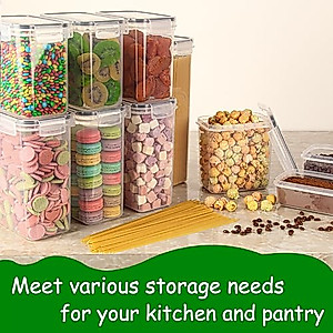 30 Pack Food Storage Containers with Lids Airtight, Kitchen Pantry Organizers and Storage for Cereal Flour Sugar Pasta Snacks, Clear Plastic BPA Free Dry Food Canisters with Labels & Measuring Spoons