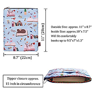 Book Sleeve for Book Lovers, Bibliophile Book Protector, Book Covers for Paperbacks, Washable Fabric, Book Sleeves with Zipper, Medium 11 Inch X 8.7 Inch