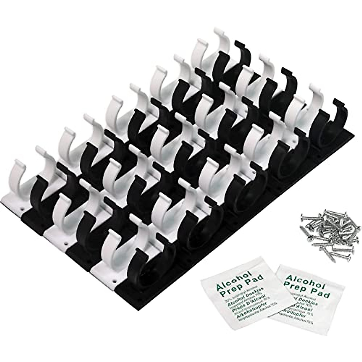 Simple Houseware 30 Spice Gripper Clips Strips Cabinet Holder + 12-Pack Spice Bottles w/label