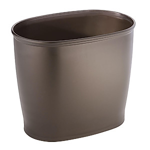 iDesign Kent Oval Waste Can, Trash Can for Bathroom, Bedroom, Office - Bronze,12" x 8" x 10"