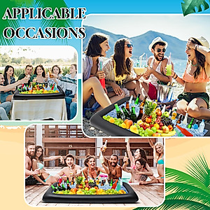 Leitee Inflatable Serving Bar Kit Includes Salad Buffet Tray with Drain Plug Mesh Food Cover Food Drink Containers and Inflator for Ice Supplies Summer Party Camping Picnic(Black)