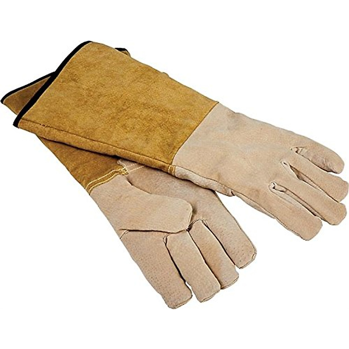 Rocky Mountain Goods Leather Fireplace Gloves 16”- Extra Long Heat Resistant Pig Skin Leather - Large - Premium Suede Gloves for fire pits, Grilling, Welding, Cooking - Unisex Design - Hang Strap